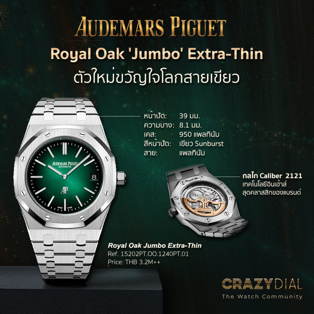 AP Royal Oak 'Jumbo' Extra-Thin Ref.15202 ตัวใหม่ขวัญใจโลกสายเขียว ...