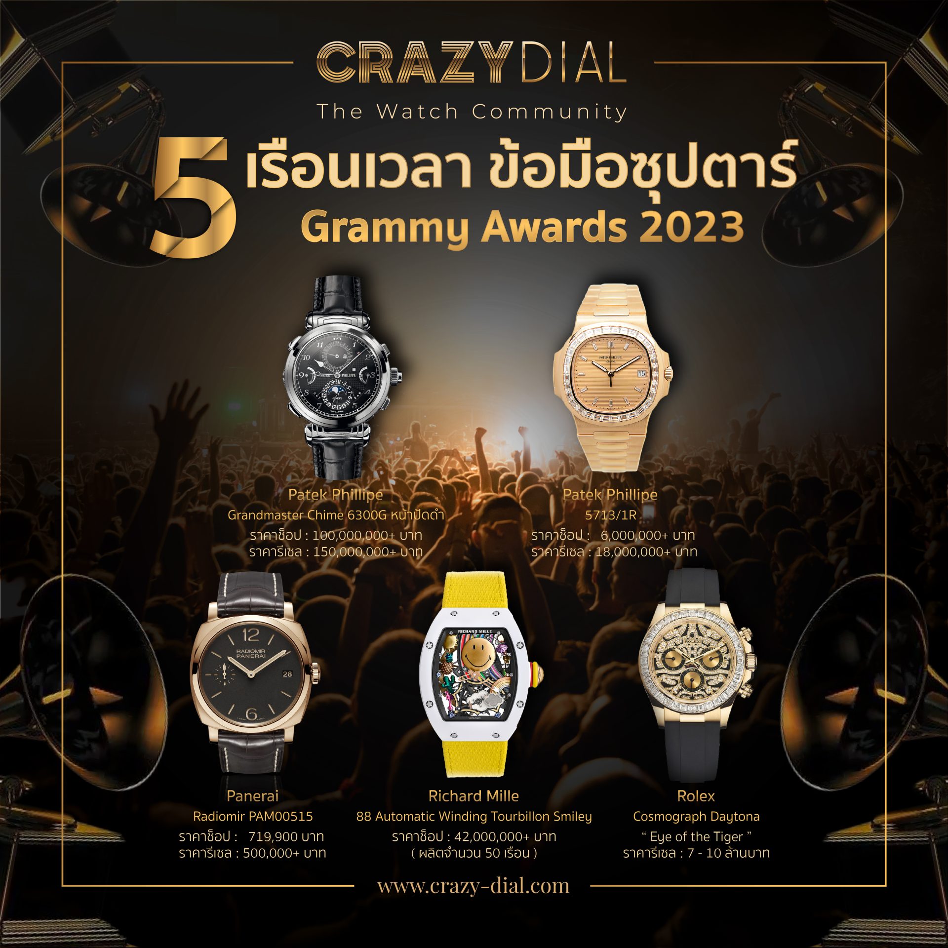 5 เรือนเวลาบนข้อมือซุปตาร์ Grammy Awards 2023 - CrazyDial : The Watch ...